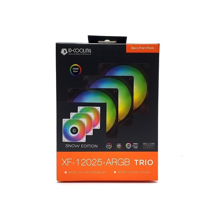 Jual ID-COOLING XF-12025 ARGB TRIO SNOW 120mm Addressable LED Sync PWM Fan | Shopee Indonesia