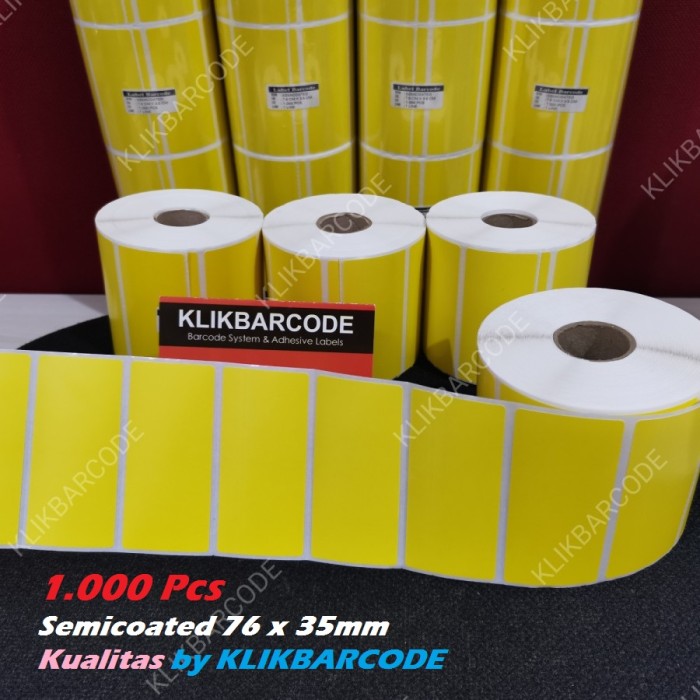 Jual PROMO LABEL STICKER BARCODE 76 X 35 MM - KUNING - SEMICOATED ...