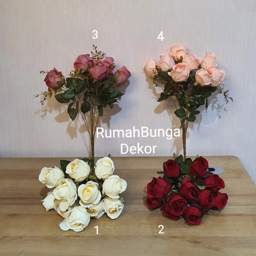 Jual Rose Kuncup Mawar Artificial x 11 ( Ada 8 Warna ) | Shopee Indonesia