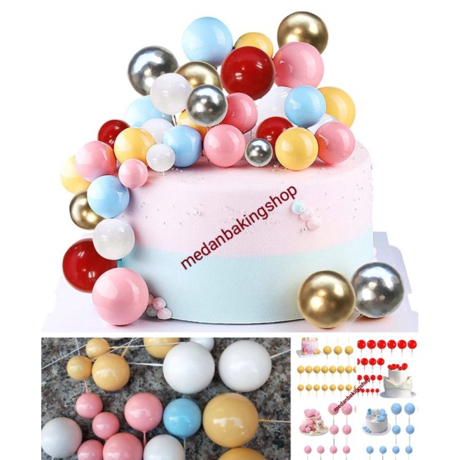 Jual Topper Bola Merah Kuning Biru/Ball Topper/Hiasan Kue Ulang Tahun ...
