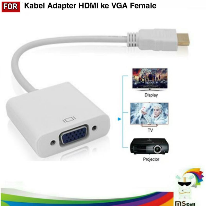 Jual Kabel Adapter HDMI ke VGA Female - HD008 - White ADAPTER ADAVTOR HDMI VGA | Shopee Indonesia