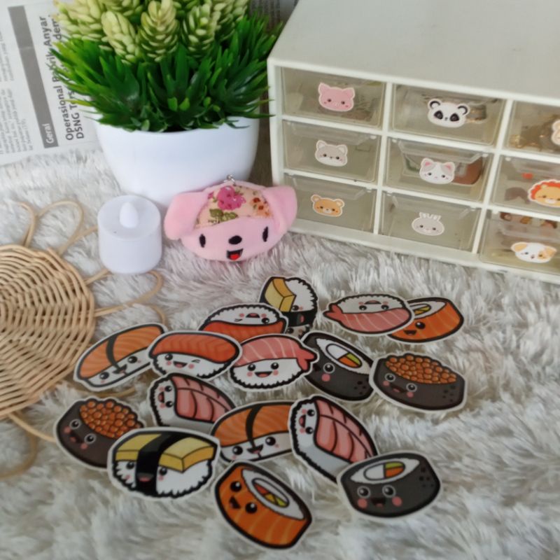 Jual Sticker Aesthetic Sushi Series || sticker satuan aesthetic ...