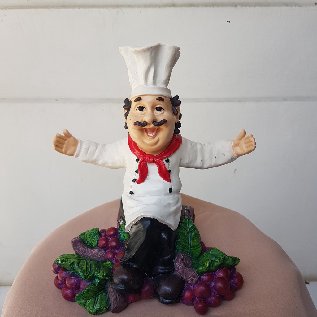 Jual patung pajangan koki chef duduk welcome buah buahan miniatur murah ...