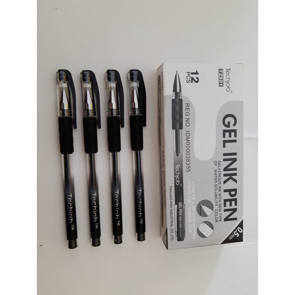 Jual Bolpen/Ballpoint/Bolpoint/Pena/Ballpen/Pulpen Gel TECHJOB TZ501 Tinta Hitam | Shopee Indonesia