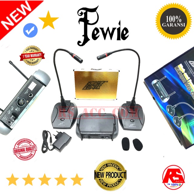 Jual MIC PODIOM WIRELESS MEJA CONFERENCE ORIGINAL PEWIE 2 CHANNEL ...