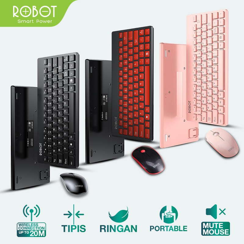 Jual ROBOT KM3000 Wireless Keyboard Mouse Combo Set Portable Mini PC ...