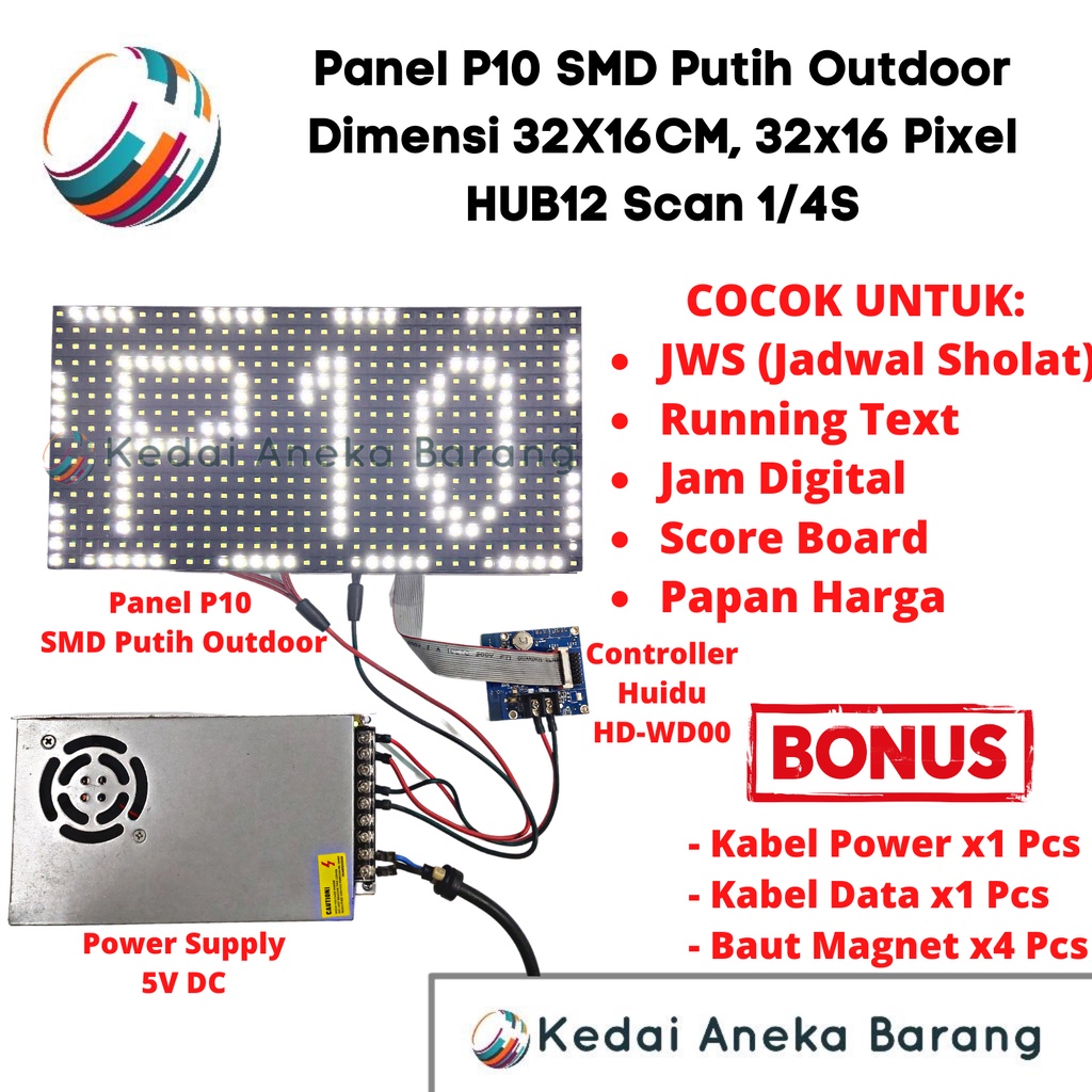 Jual Panel Module Modul LED P10 Running Text SMD Putih White Outdoor ...