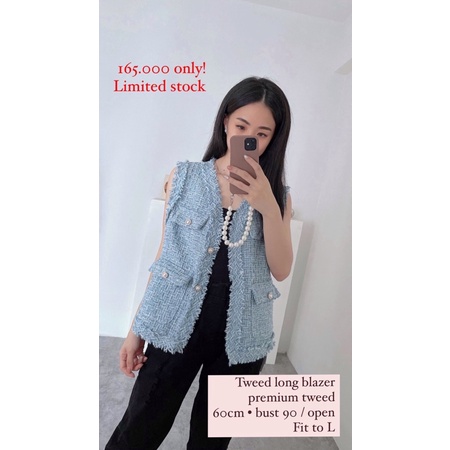 Jual Long tweed BLAZER VEST HELLO BANGKOK READYSTOCK 5571 | Shopee Indonesia