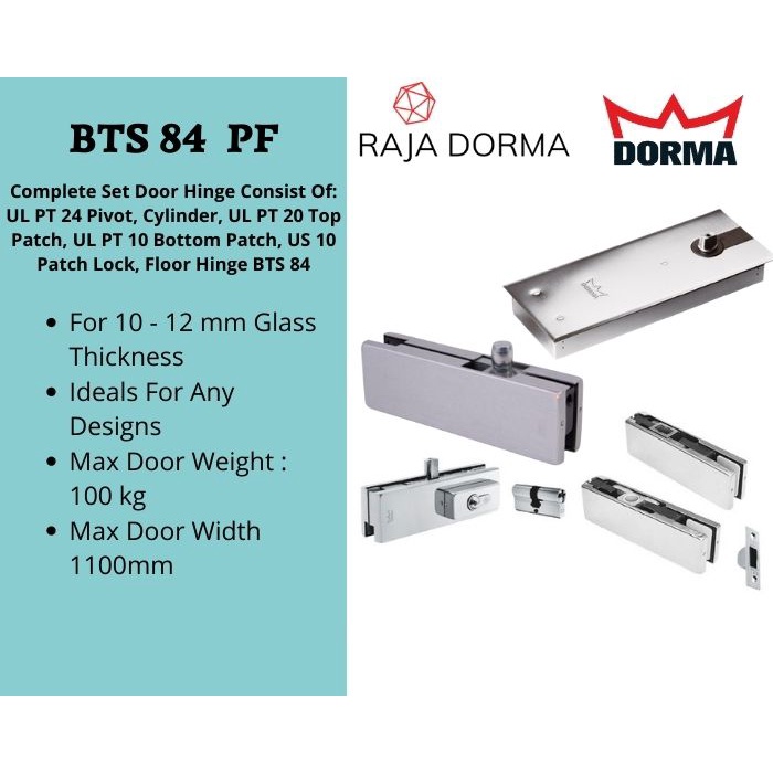 Jual Dorma BTS84 EN4 & UL PT30, 10, 20, & US10 Satu Set Floor Hinge Dormakaba BTS84PF | Shopee ...