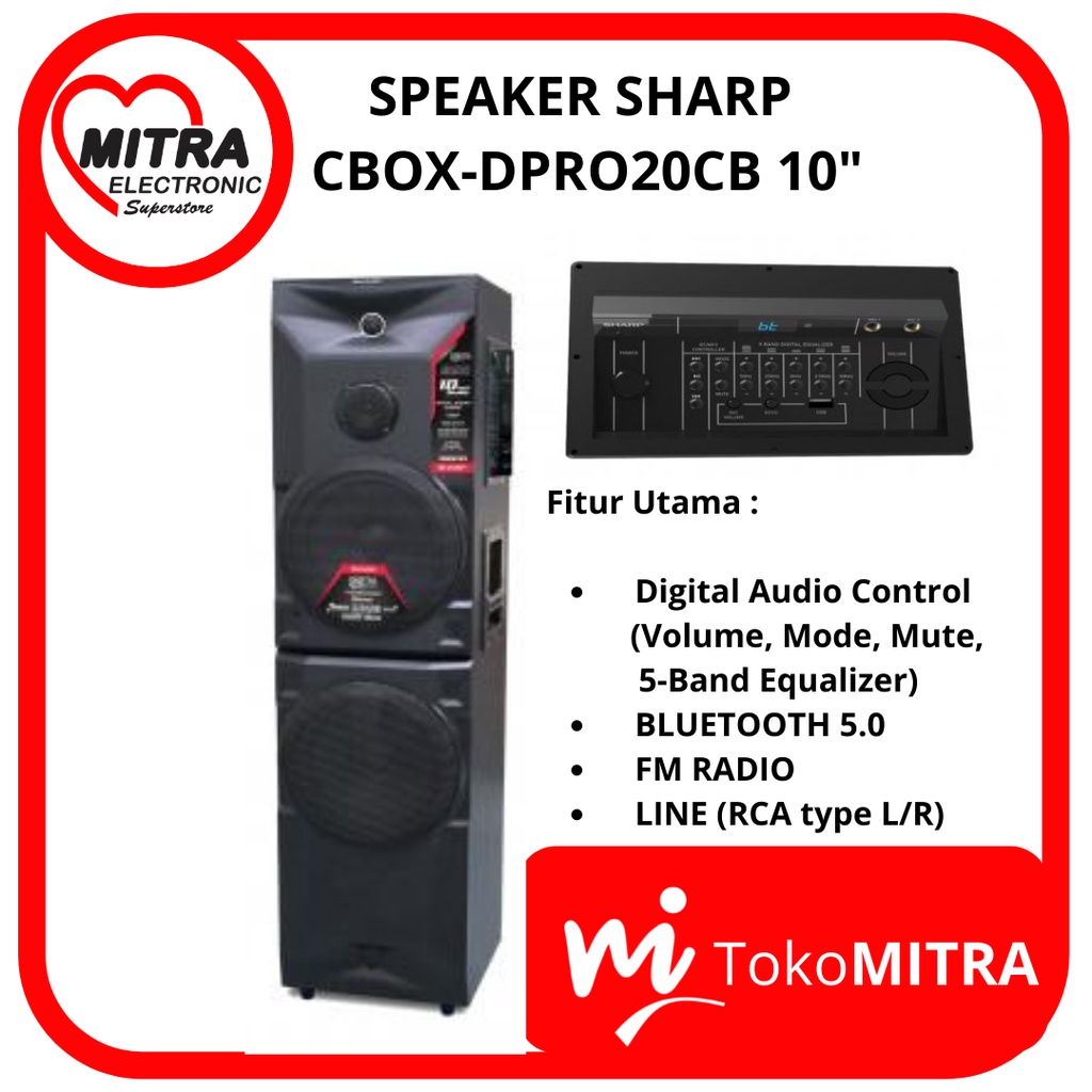 Jual SPEAKER AKTIF SHARP CBOX-DPRO20CB 10' | Shopee Indonesia