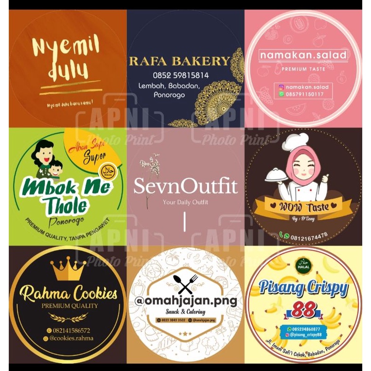 Jual Cetak Stiker Custom Label Makanan Label Usaha Stiker Usaha Logo ...