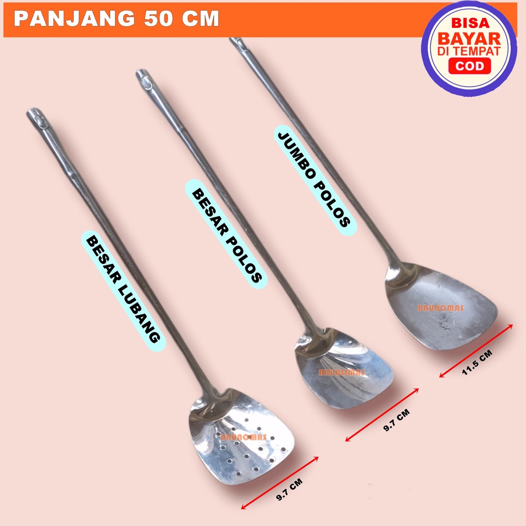 Jual Sutil Terusan JUMBO POLOS - Spatula Full Stainless Tebal | Shopee ...