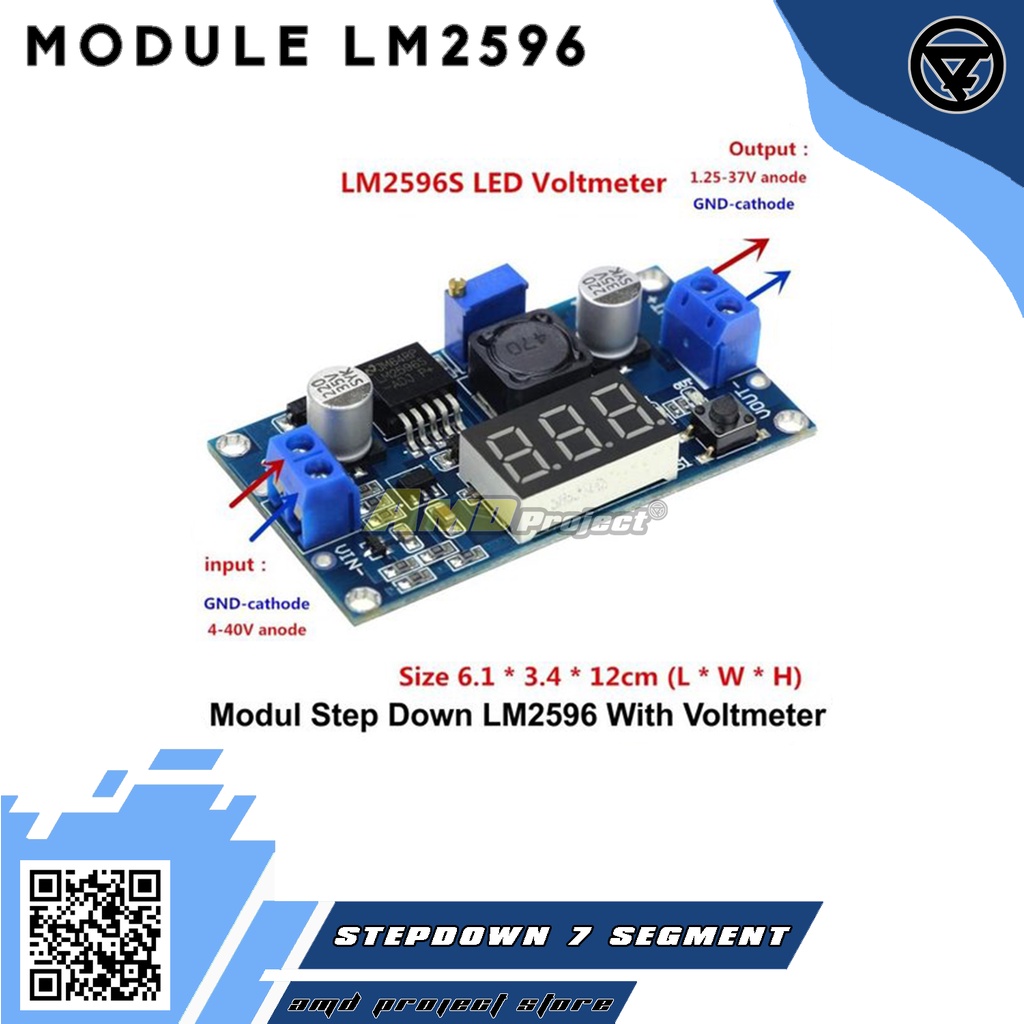 Jual Module LM2596 DC To DC Stepdown Modul Step Down Display Voltmeter 7 Segment | Shopee Indonesia