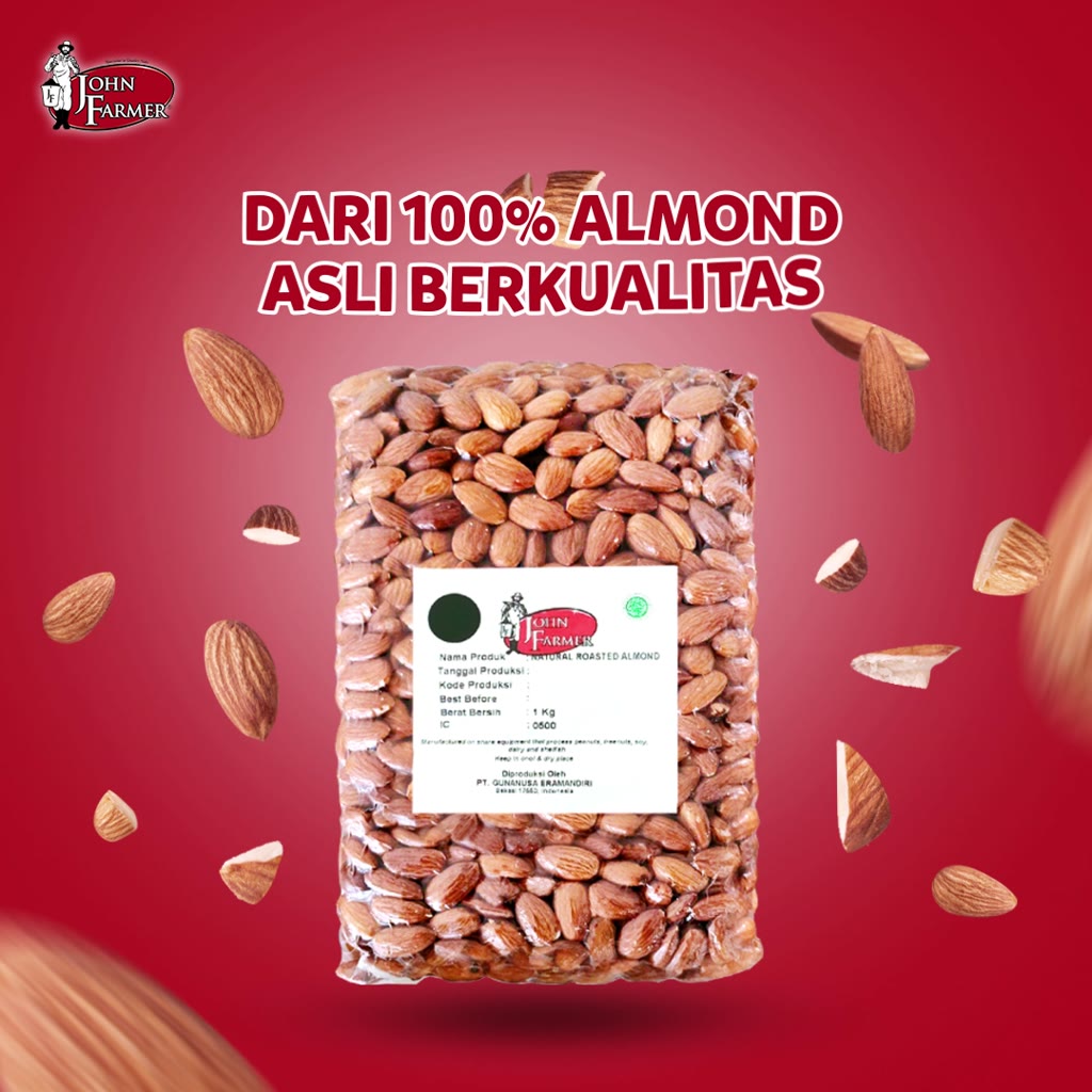 Jual John Farmer - Almond Natural Roasted (Almond Panggang) 1 Kg ...
