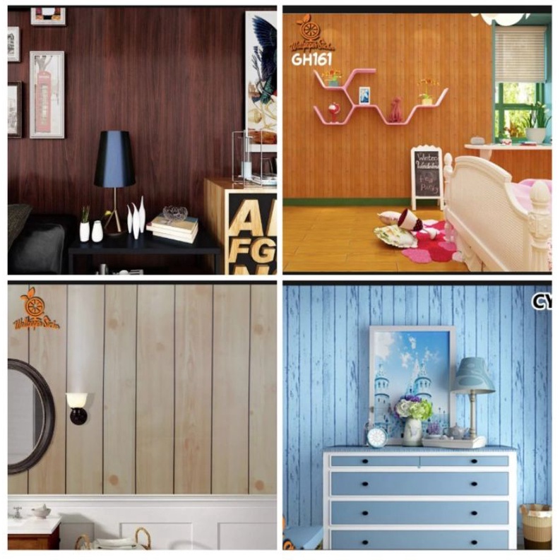 Jual Wallpaper dinding sticker wall sticker 45cm x 10m motif kayu 3D ...