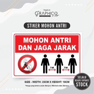 Jual Stiker Mohon Antri & Jaga Jarak - Per/2 lembar (23x15cm) | Shopee ...