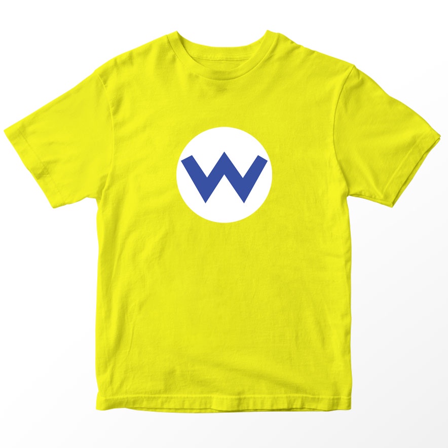 Jual Kaos Super Mario Bros Wario Logo Anak, Warna Kuning Umur 1-10 ...