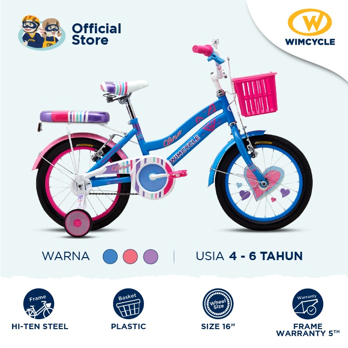 Jual Sepeda Anak Wimcycle Clara 16 - Blue | Shopee Indonesia