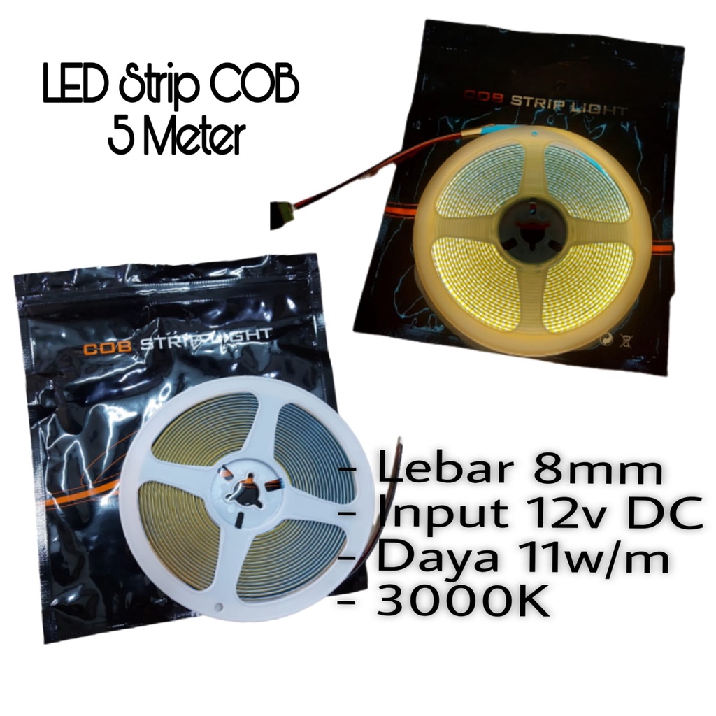 Jual LED Strip COB 5 Meter 12 Volt Lampu LED Drop Ceiling 12v | Shopee ...