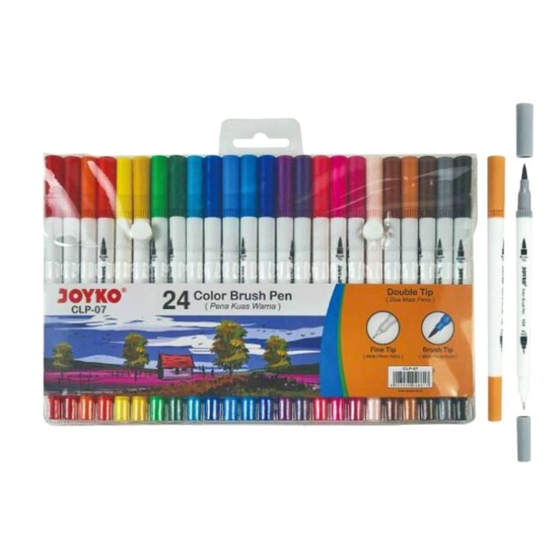 Jual JOYKO DOUBLE TIP BRUSH PEN SET 24 COLORS (CLP-07) | Shopee Indonesia