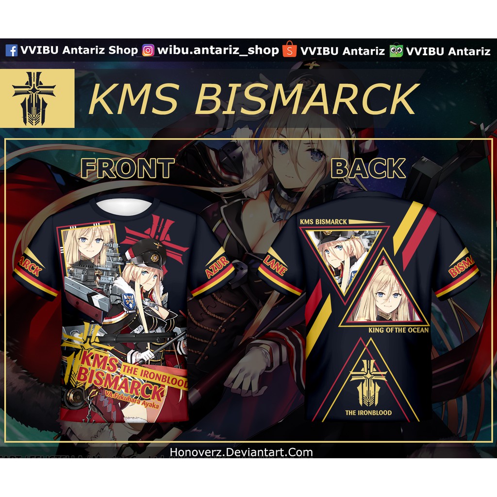 Jual Kaos Fullprint Anime Azur Lane KMS Bismarck | Shopee Indonesia