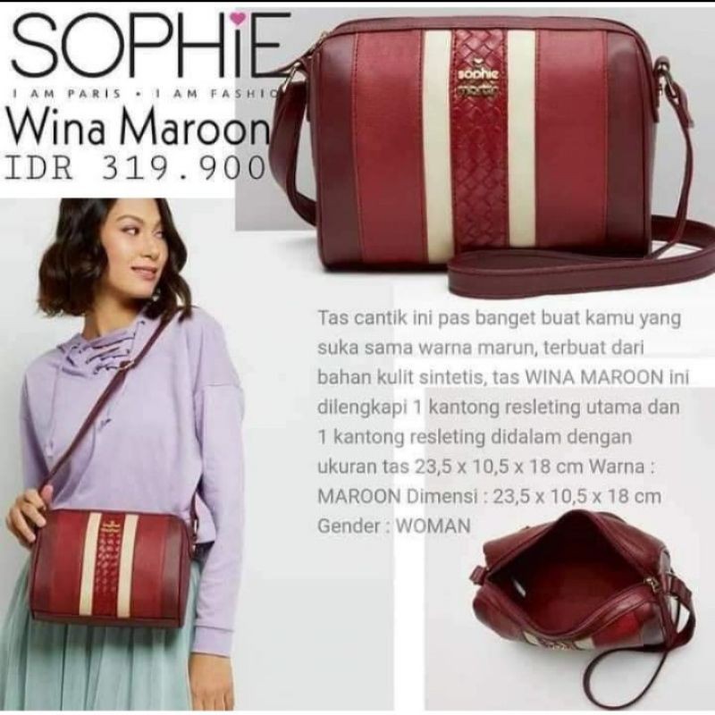 Jual Tas sophie WINA MAROON | Shopee Indonesia