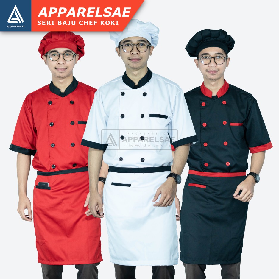Jual BAJU KOKI SERAGAM CHEF FULL SET BAHAN JAPAN DRILL LEMBUT PREMIUM ...
