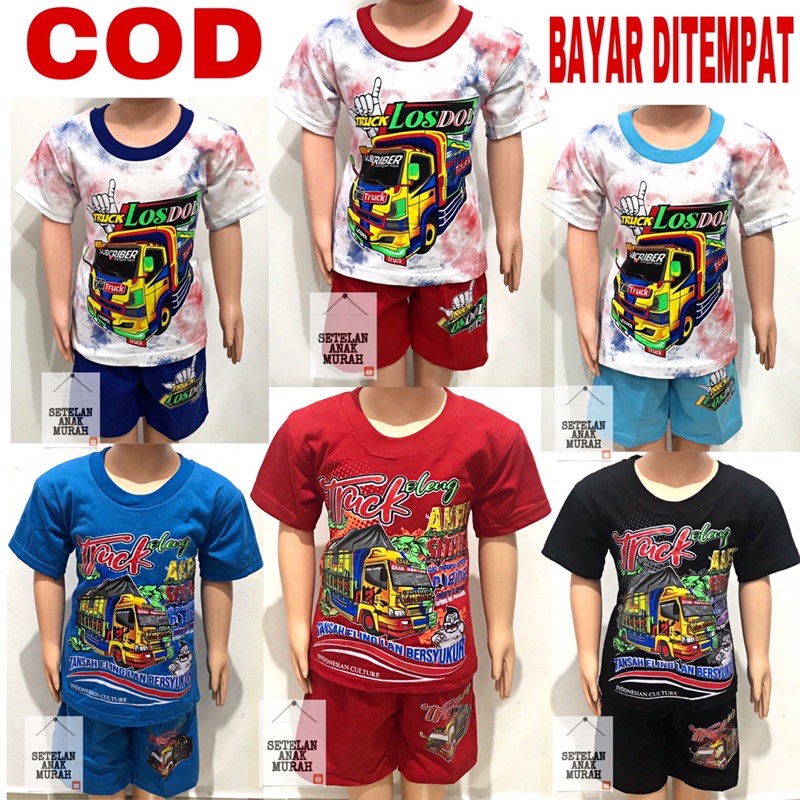 Jual Baju Setelan Pendek Anak Laki-Laki Terbaru Motif Truk Oleng Tie Day/Tye Die / Pakaian Anak ...