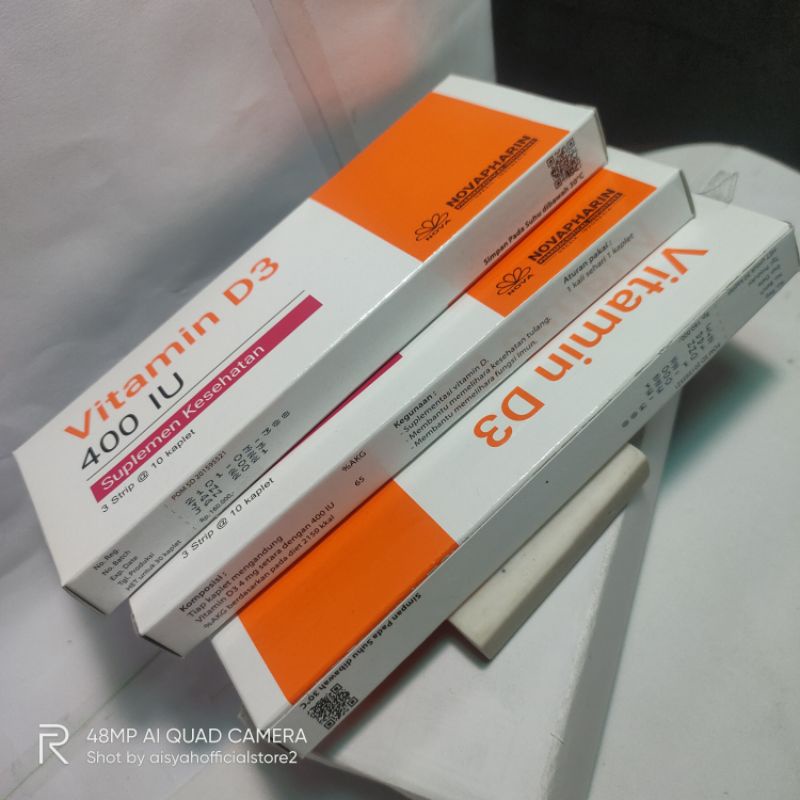 Jual VITAMIN D3 400 IU - HARGA PER/BOX=30 TABLET - PRODUK NOVAPHARIN | Shopee Indonesia