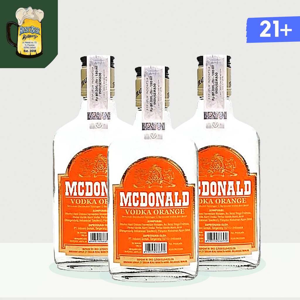 Jual McDonald Vodka Orange 50% 180 ml - Mc. Donald Mc Donald | Shopee ...