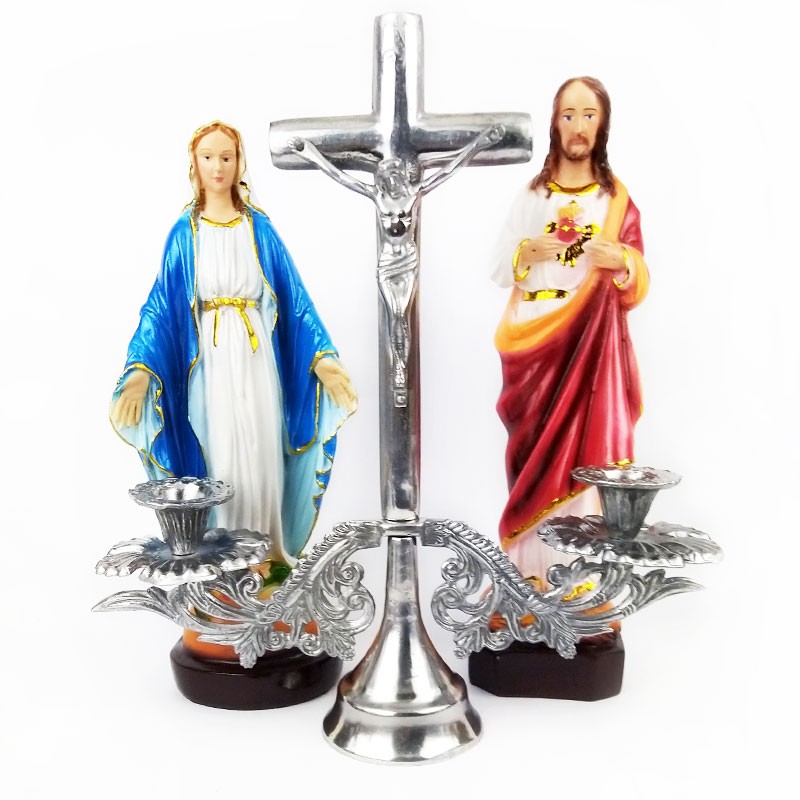Jual Set Doa Meja Altar Ibadah Patung Maria Yesus 25 cm Salib Duduk ...