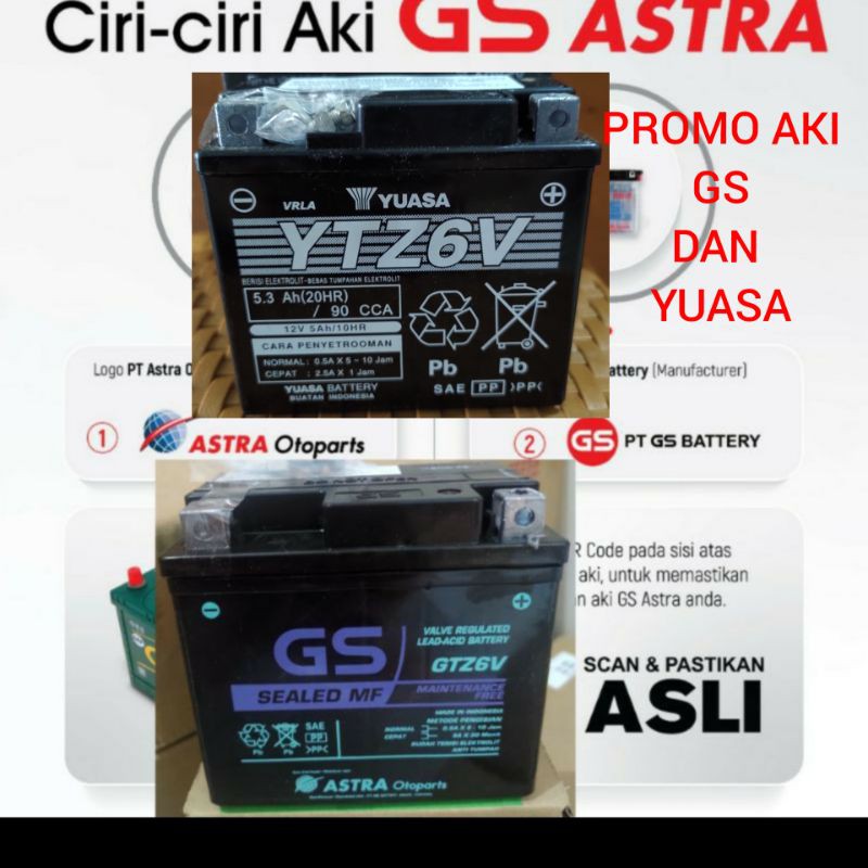 Jual PROMO AKI GS ASTRA YUASA YTZ6V GTZ6 GTZ 6V GTZ6V ASLI VARIO 125 ...