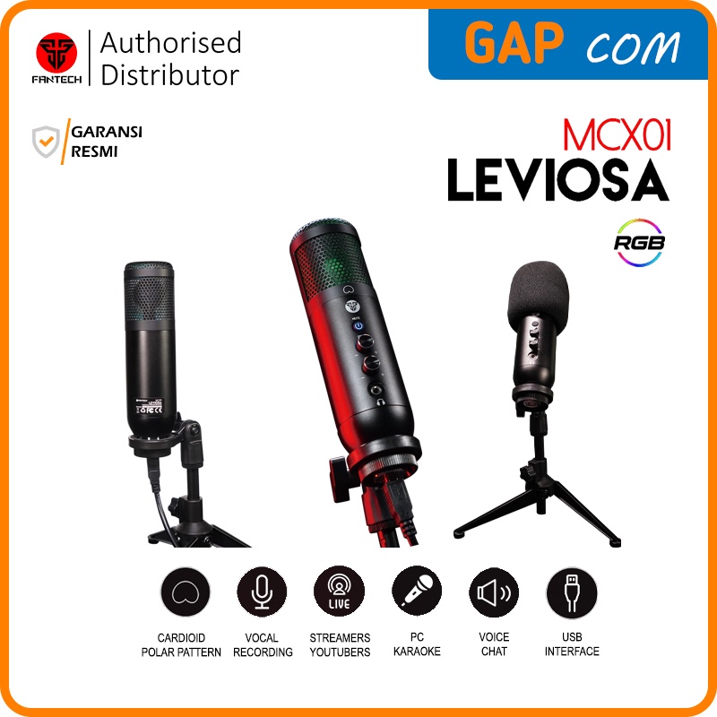Jual Microphone Mic Condenser Cardioid USB Fantech Leviosa MCX01 RGB ...