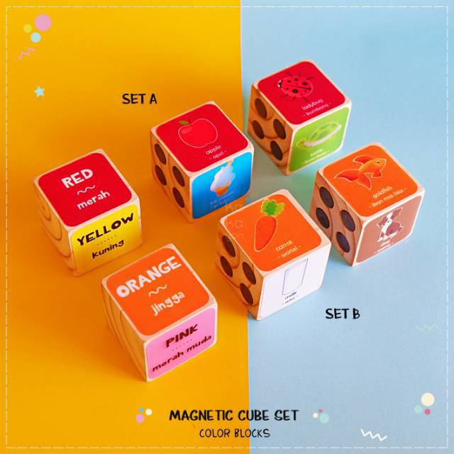 Jual Magnetic Cube Color Blocks / Busy Cube Warna / Gambar Makanan ...