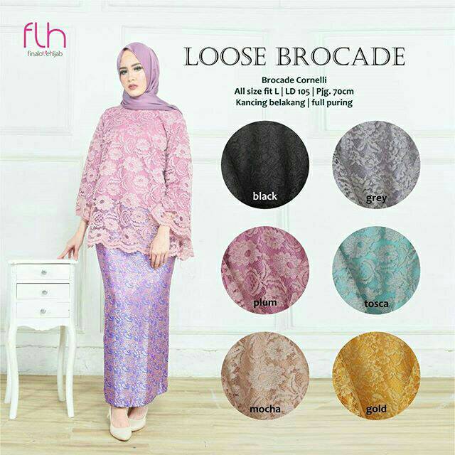 Jual COD LOOSE BROCADE TOSKA ori FLH / ootd / baju pesta ATASAN BROKAT ...
