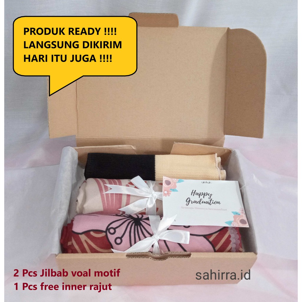 Jual HAMPERS HIJAB GIFT BOX/ KADO TERMURAH/ HADIAH WISUDA/JILBAB-2 HIJAB MOTIF +1 FREE INNER ...