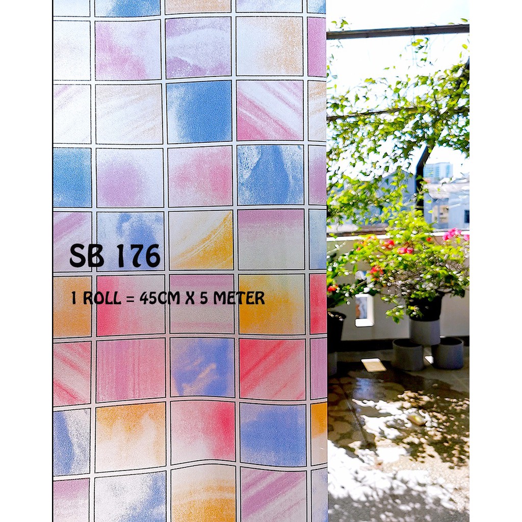 Jual SUNBLAST SB 176 MOTIF KOTAK PINK WARNA WARNI UK 45CM X 5 METER X ...