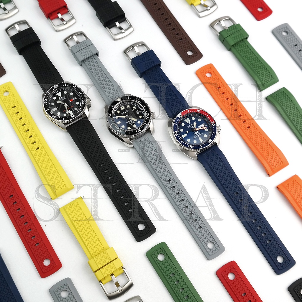 Jual Premium Fluorine Aero Diver Rubber Watch Strap 20mm 22mm SUM1 ...