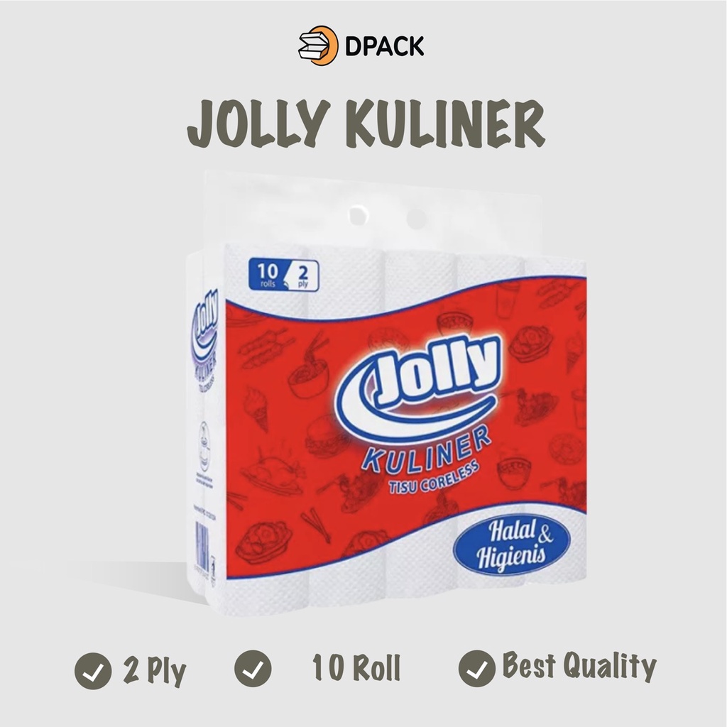 Jual TISSUE TISU JOLLY KULINER CORELESS ISI 10 ROLL KARDUS (1 KARDUS ...