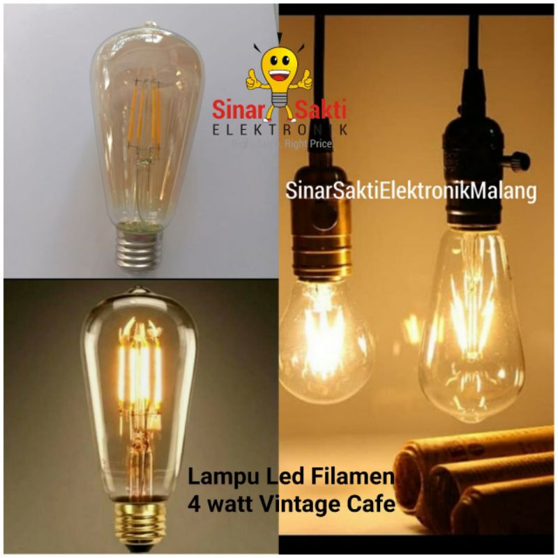 Jual Lampu Led Filamen 4 watt 4w Edison Cafe E27 Vintage oval Outdoor | Shopee Indonesia