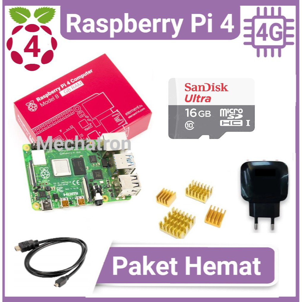 Jual Raspberry Pi 4 model B 4GB Paket Hemat Siap Pakai Made in UK Pi4 Pi4B | Shopee Indonesia