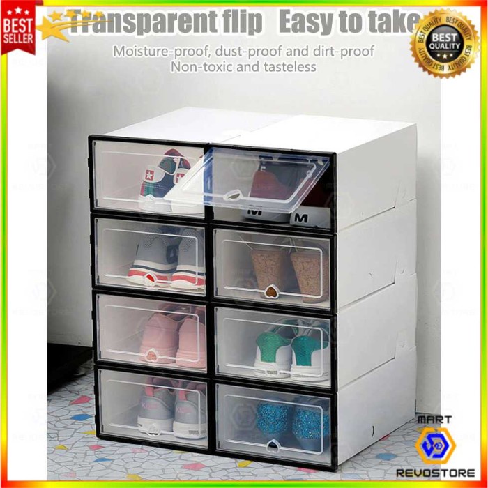 Jual Kotak Tempat Sepatu Sandal Susun Rak Organizer Shoe Box 6 PCS ...