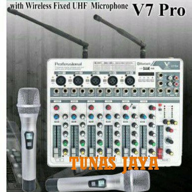 Jual MIXER VPK V7 PRO - V7PRO 7 CHANNEL BLUETOOTH,USB FREE 2 MIC WIRELESS | Shopee Indonesia
