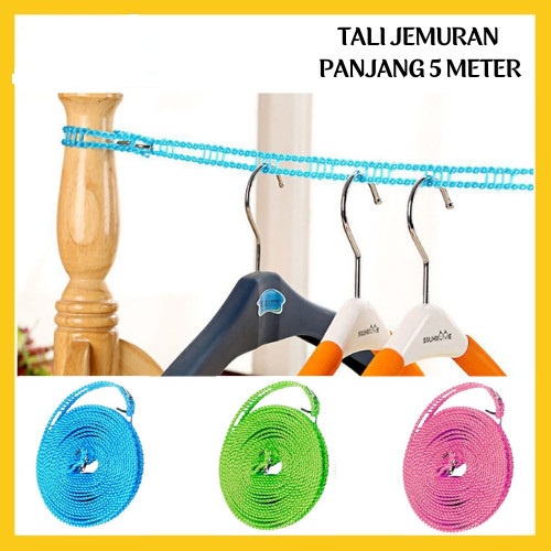 Jual TALI JEMURAN PAKAIAN KUAT 5 METER SUPER PRAKTIS GANTUNGAN BAJU ...