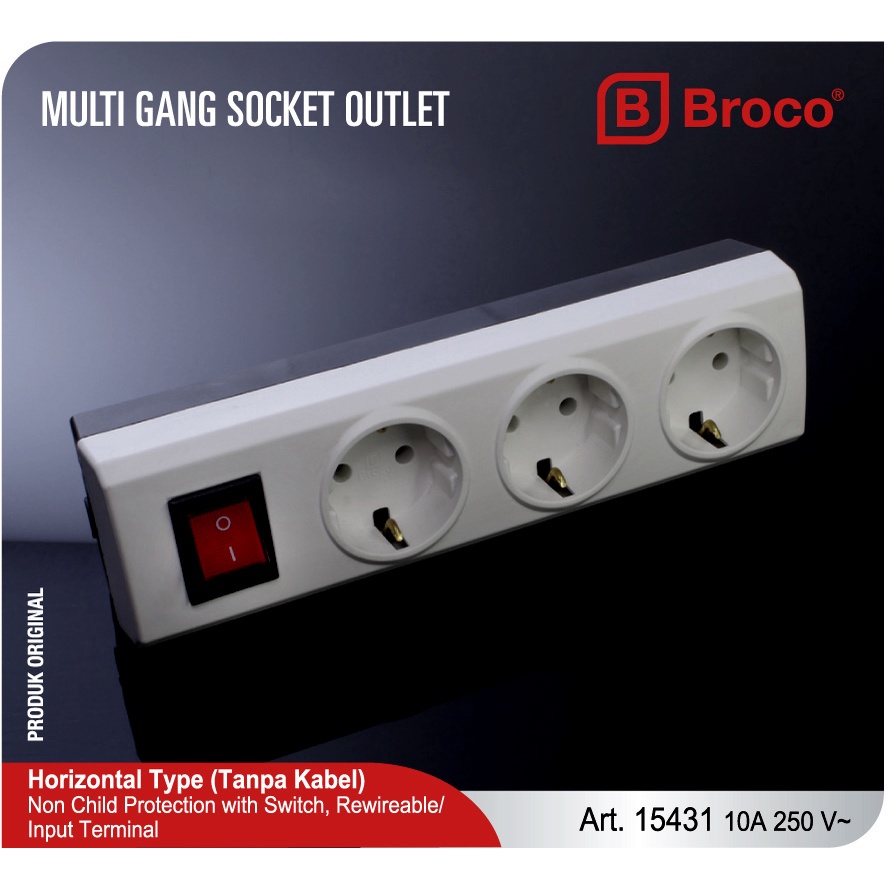 Jual Broco Electrical 15431 Stop Kontak 3 Lubang (NCP + Switch ...