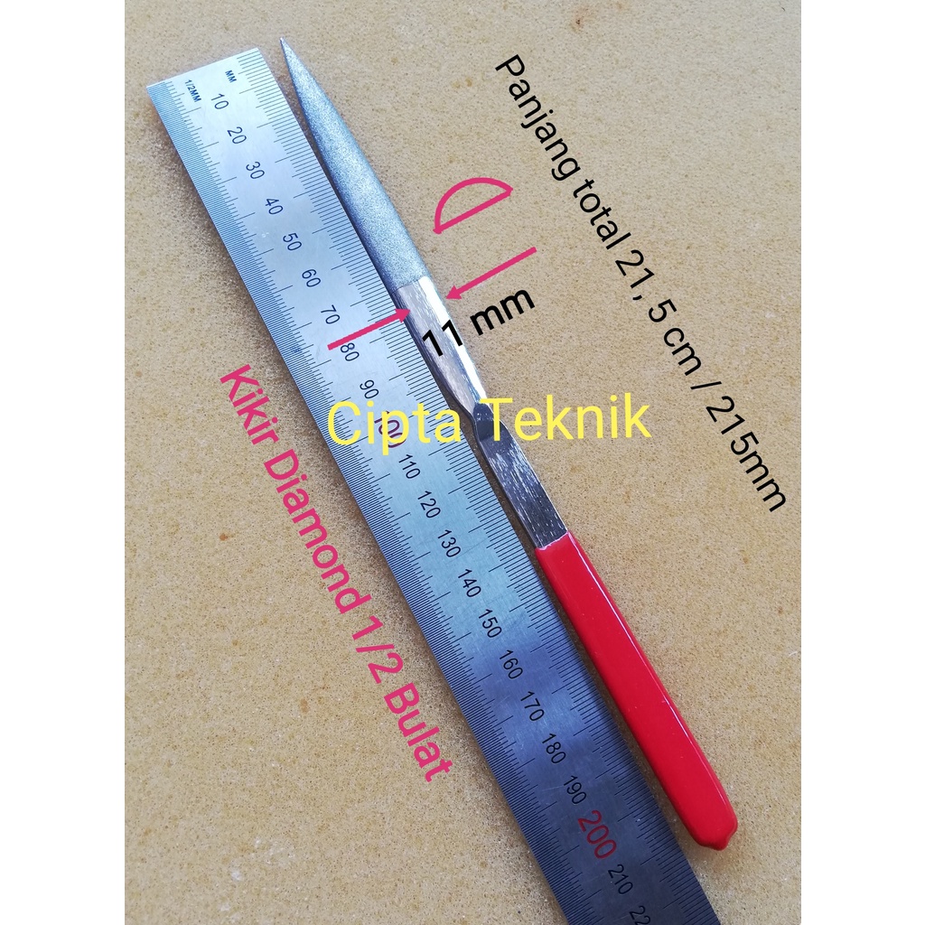 Jual Kikir Diamond setengah Bulat 11mm x Panjang 215mm Kikir intan 1/2 ...