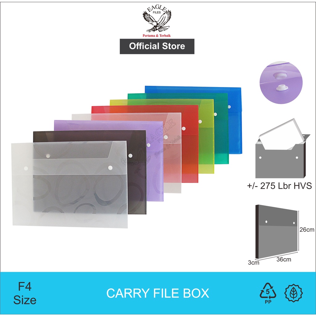 Jual EAGLE Carry File Box Transparan Tebal 3 CM F4 (Folio) / Tas ...