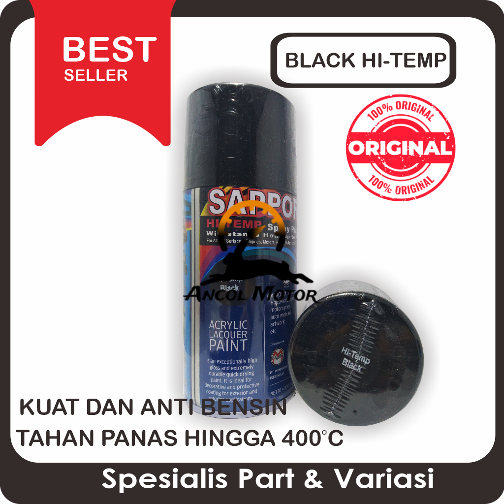 Jual Sapporo Black Hi-Temp Cat Semprot Saporo Hitam Anti Tahan Panas Api | Shopee Indonesia