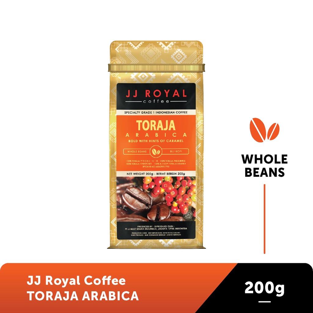 Jual JJ Royal Coffee Toraja Arabica Beans (Kopi Biji) 200gr | Shopee ...