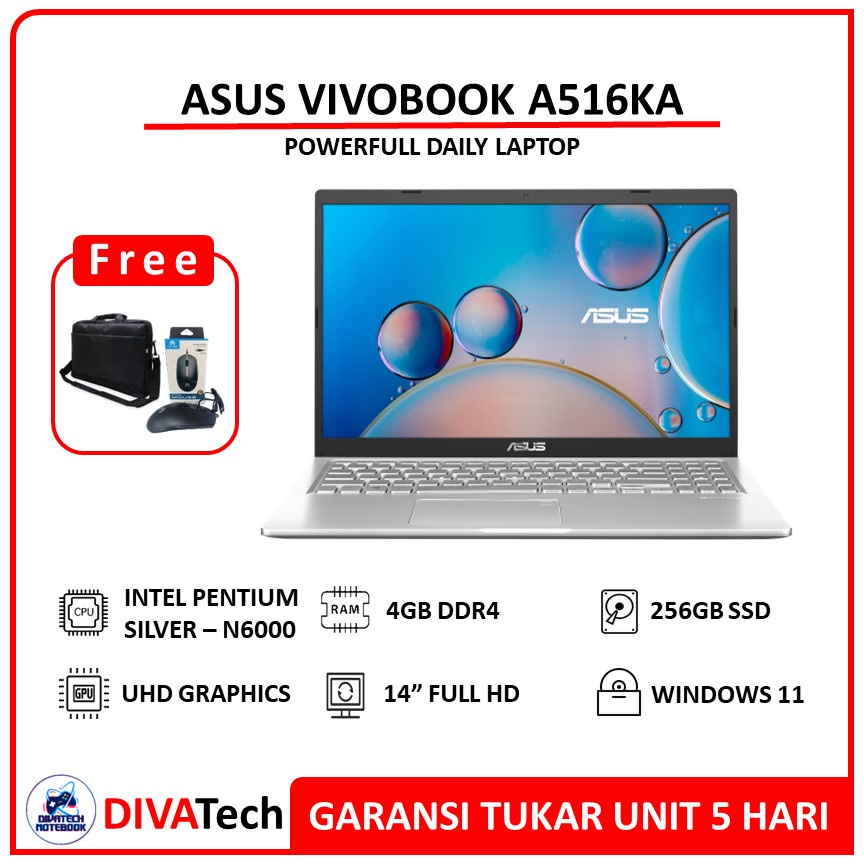 Jual Asus Vivobook A516/A516KA Pentium Silver N6000 4GB 256GB 15.6FHD ...